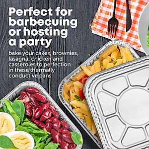 8x8 Disposable Aluminum Pans With Lids - 20 Pack Foil Pans For Cooking, Baking Cakes, Roasting & Homemade Breads - Disposable Food Containers With Foil Lids