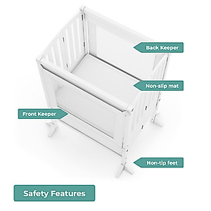 Guidecraft Contemporary Double Kitchen Helper® Stool - White: Extra-Wide Foldable Safety Tower for Two Toddlers; Adjustable Height, Wooden Counter Step Stool | Little Kids Learning Furniture