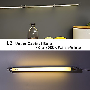 Accway (6 Pack) F8T5/WW 12’’ Linear Fluorescent Light Bulb, 8W Warm White T5 Tube, 3000K Soft White Lamp, G5 Mini Bi Pins Base Replacement for Under Cabinet Light, RV, Closet