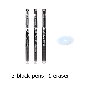 3Pcs Erasable Pens 0.5mm Black Ink Pen Refill Set for School Supplies Student Writing Exam Stationery Pens