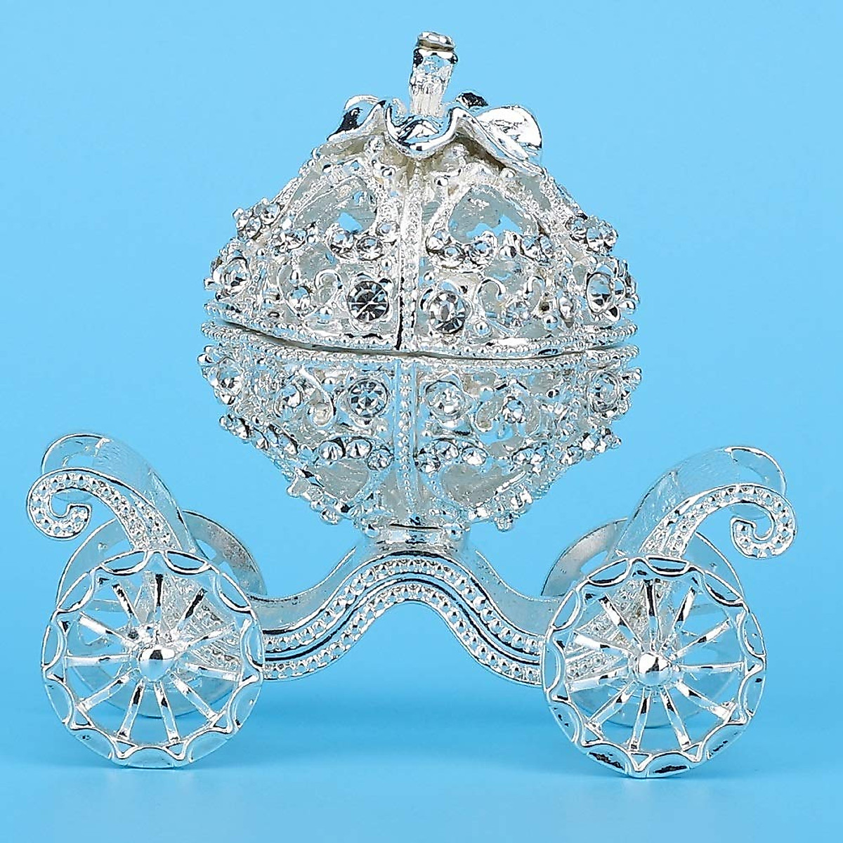 Rhinestone Crystal Pumpkin Carriage Trinket Box, Jewelry Box Gift Collectible Figurine Decorative Jewelry Display Holder Organizer