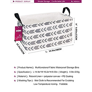 INGHUA Rectangular Storage Basket Fabric Organizer Bin for Toys,Books,Clothes,Gifts,Pets-Perfect for Home,Office,Nursery,Dorm,Shelf(Rec Grey Arrow)