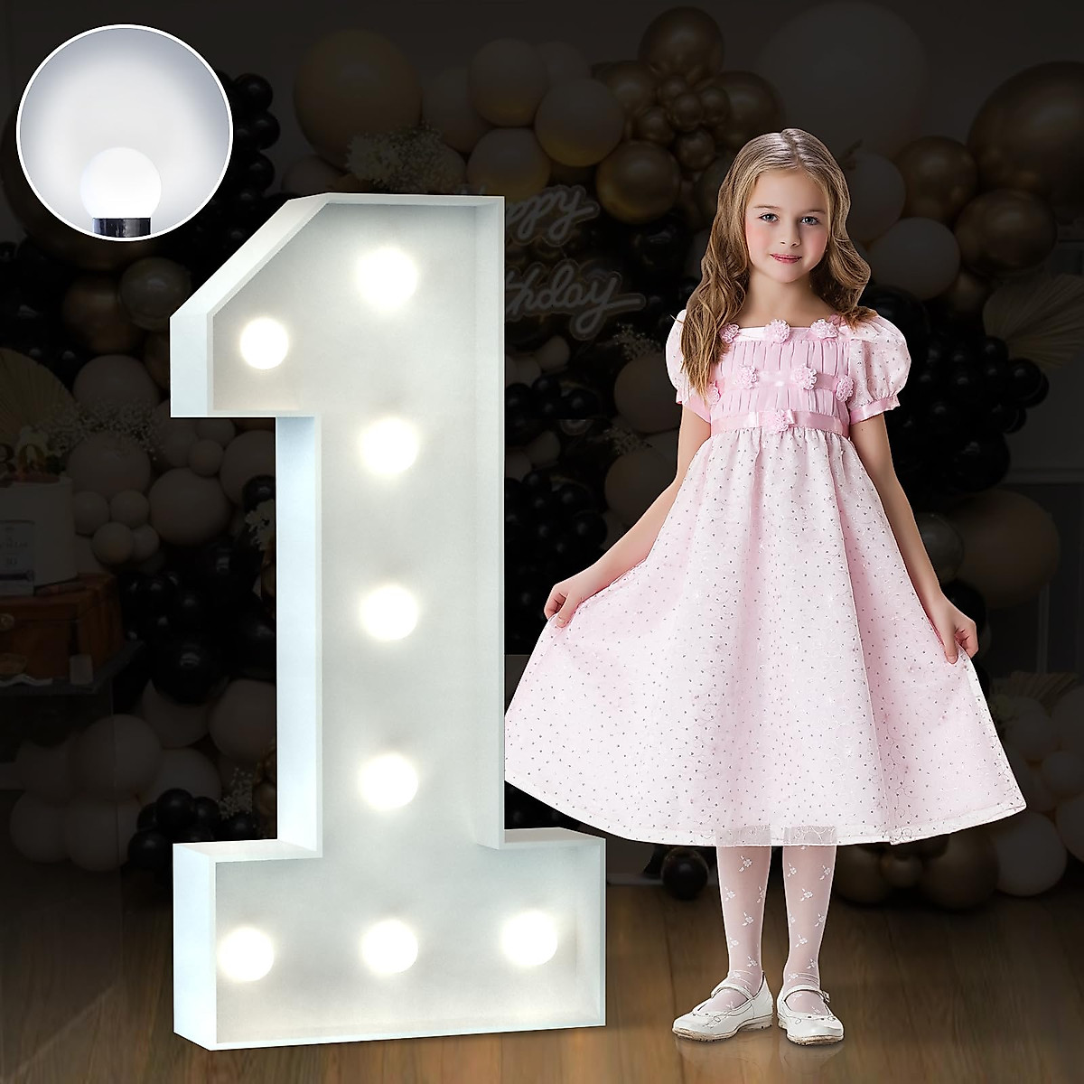 imprsv 3FT Marquee Numbers, Light Up Numbers, Marquee Numbers 1, Cool White Light Up Numbers for Party, Big Numbers for 1st 16st 21st Birthday Party Decorations,Large Cardboard, Anniversary Decor