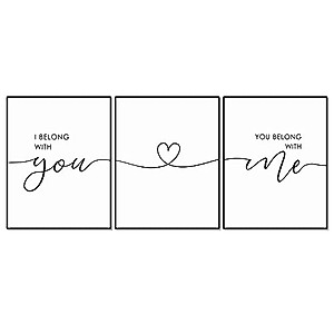 I Belong With You, You belong With Me Print, Set Of 3 Wall Art, Bedroom Quote Print, Minimalist Wall Art, Birthday & Anniversary Gift, 11x14inch Unframed