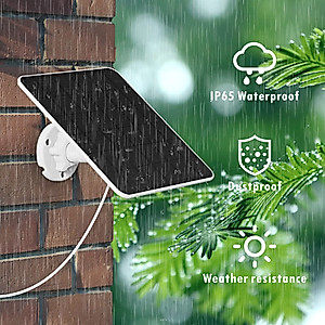 6W Solar Panel for Security Camera, USB Solar Panel Compatible with Rechargeable Battery Powered Camera, Solar Panel with 9.8ft Charge Cable, IP65 Waterproof, Adjustable Security Wall Mount