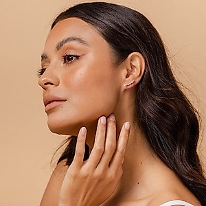 PAVOI Womens 14K Rose-Gold-Plated-Brass Sterling Silver Post Climber Arrow Ear Crawler Pearl Earring