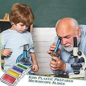 Yexiya 120 Pcs Kids Prepared Microscope Slides with Specimens Animals Insects Plants Flowers Specimens Microbiology Biological Sample for Student School Science Lab Supplies(48 Different Patterns)