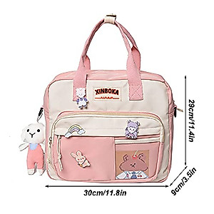Cute School Backpack with Plush Pendant Girls Pink Japanese Schoolbag Cute Backpack for School JK Uniform Handbags