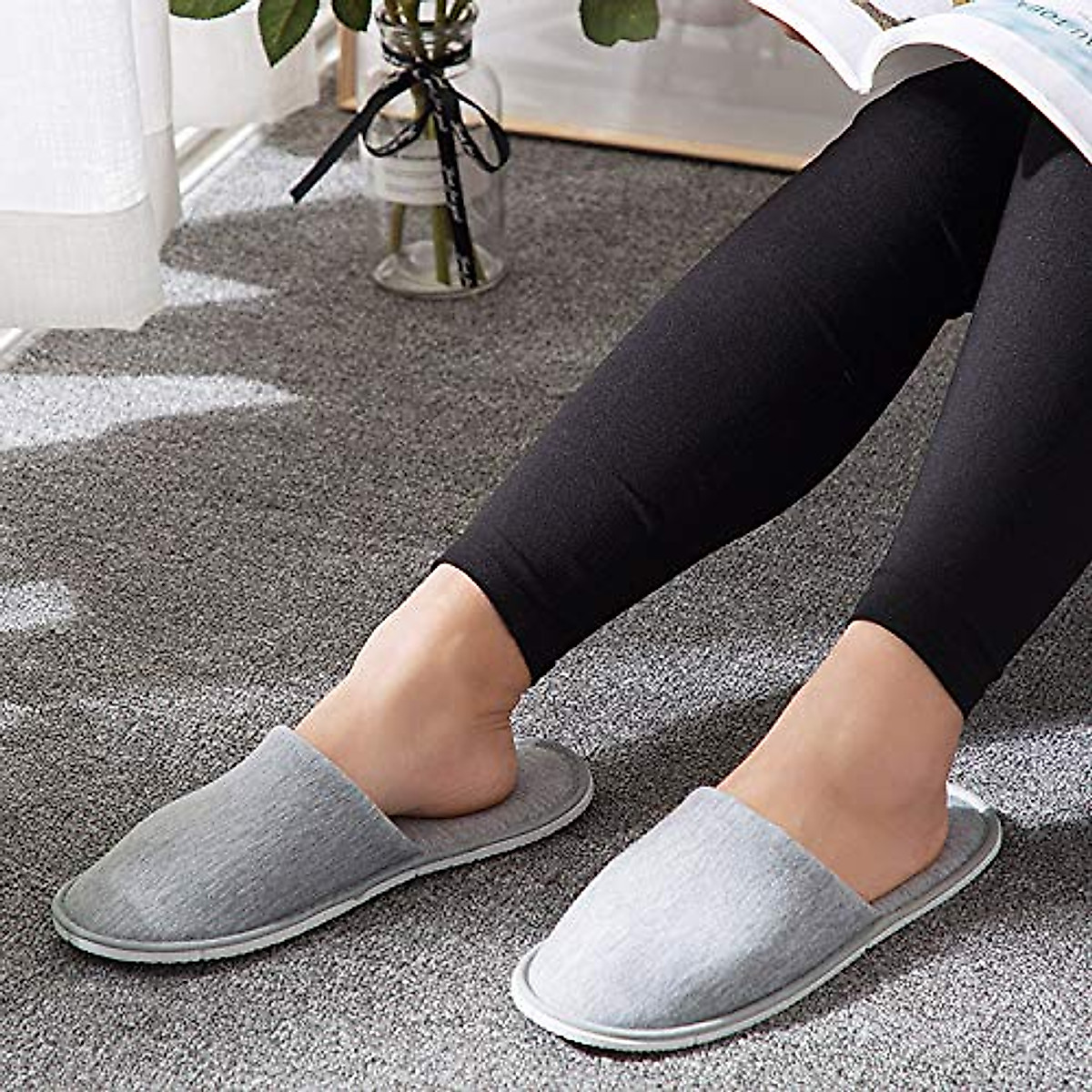 Rocutus 2 Pair Disposable Slippers,Disposable Slippers Bulk Guest Slippers,Travel Portable Polyester-cotton Slippers Home Interior Slippers Hotel Special Anti-skid Shoes Cotton Trailer
