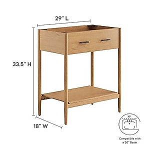 Modway Zaire 30” Mid-Century Bathroom Vanity Cabinet Washstand in Natural, (Sink Basin Not Included), 30 Inches