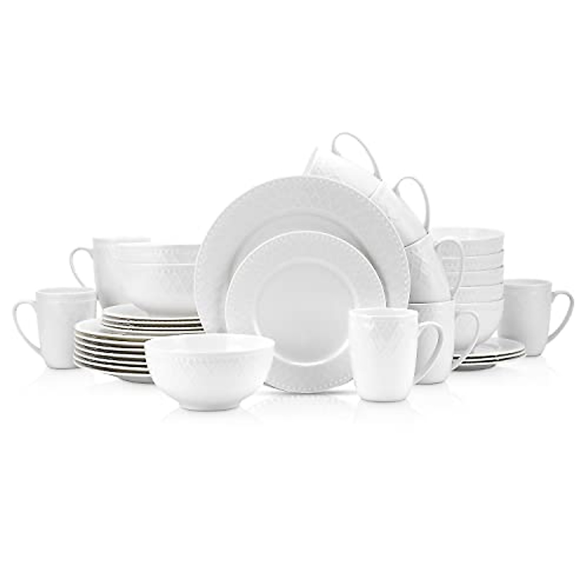 Stone Lain Alexandria 32-Piece Dinnerware Set Bone China, White