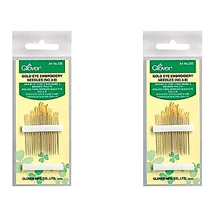 Clover No. 3-9 Gold Eye Embroidery Needles, Pack of 16 (2 Pack)