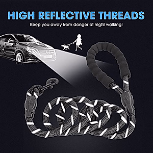 BAAPET 2/4/5/6 FT Dog Leash with Comfortable Padded Handle and Highly Reflective Threads for Small Medium and Large Dogs (5FT-1/2'', Black)