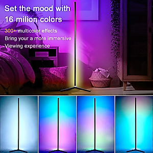 Retisee 2 Pieces 65 Inch Modern Lighting Corner Lamp with Remote and App Control LED Dimmable Corner Floor Lamp Color Changing RGB Lamp with Music Sync Timing for Living Room Gaming Room