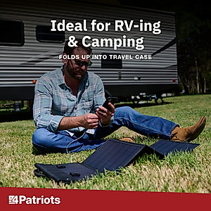 4Patriots: 40-Watt Solar Panel - Compact Portable Power, 4 Foldable Panels, USB Port for Phone & Devices, ECO Solar Energy, Handle for Easy Transport, Solar Charger for Camping, Hiking Or RV Trips