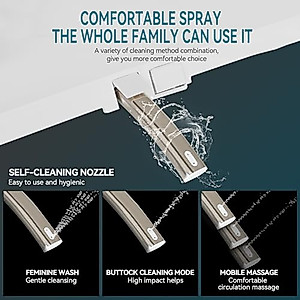 YOURLITE Bidet Toilet Seat Electric Warm Water Bidet with Warm Air Drying, Heated Seat Bidet with Self-cleaning Nozzle Temperature Adjustable White Toilet Seat