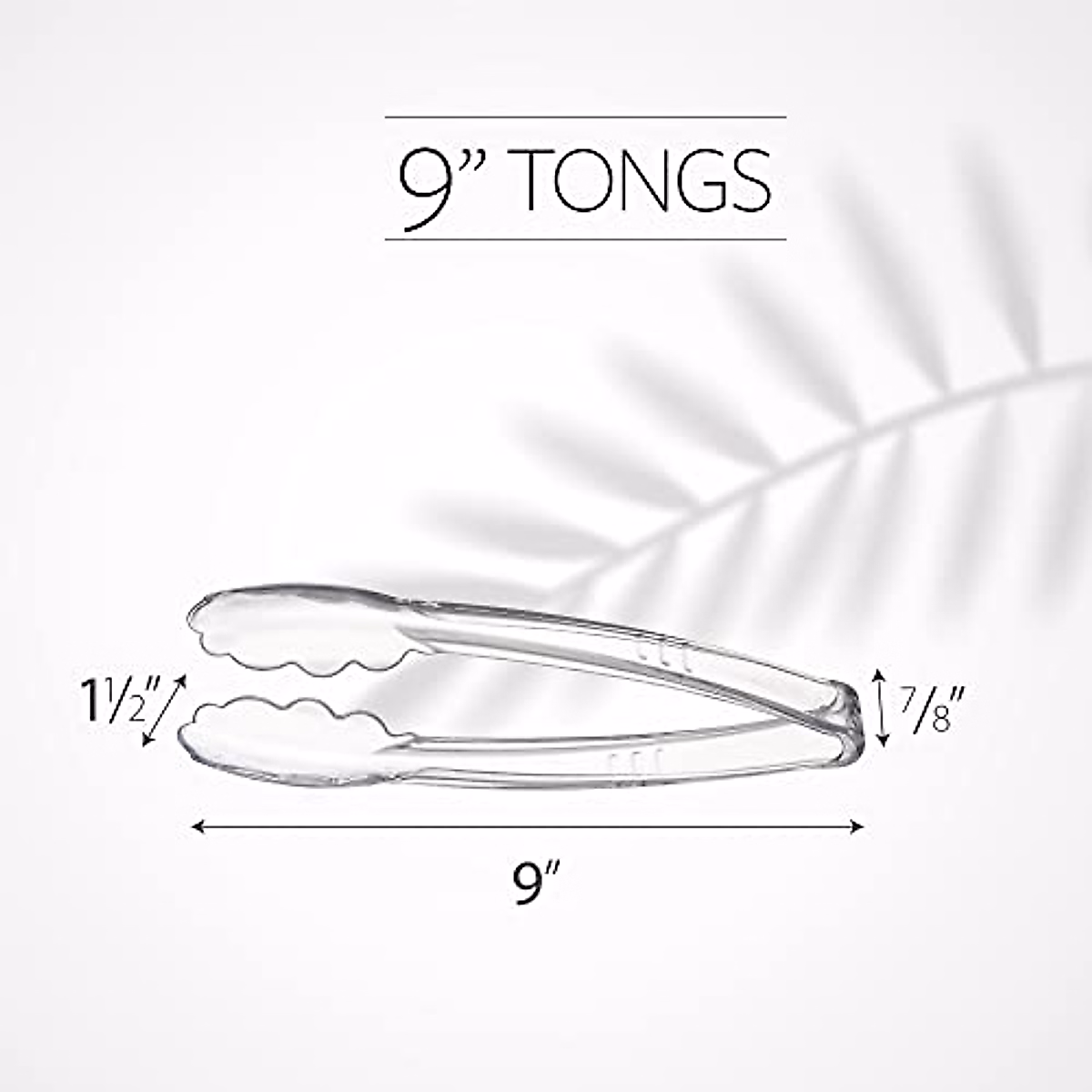 [Clear Tongs 9'' Inches] Plasticpro 9'' Serving Tongs Heavy Duty Reusable Kitchen and BBQ Clear Serving Tong for party's, Caterings, Events, Buffet, Weddings, And every Day use Pack of 12