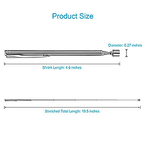 2 Pack Magnetic Pickup Tool, Telescoping Pick Up Tool, Pocket Pick-up Tool, Magnetic Retrieval Tool for Hard to Reach Places, Magnet Sticks, Mini, Light Weight, Gifts For Men, Dad, Handyman, Husband