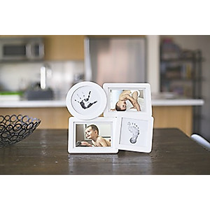 Pearhead Baby Collage Keepsake Babyprint Frame, Gender-Neutral Baby Nursery Decor for New and Expecting Moms, Includes Clean-Touch Ink Pad, White