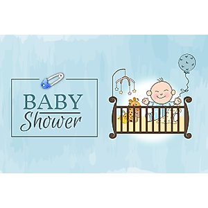 BannerBuzz Baby Shower Yard Sign With Metal Stakes, 890 GSM, 5 mm Thick Non Reflective Corflute material, Single Sided Full Color 600 DPI UV Printing (36" W X 24" H, Blue)