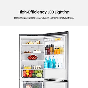 SAMSUNG 11.3 Cu Ft 24" Bottom Freezer Refrigerator, Slim Width for Small Spaces, Even Cooling, LED Lighting, Slide Shelf, RB10FSR4ESR/AA, Fingerprint Resistant Stainless Steel