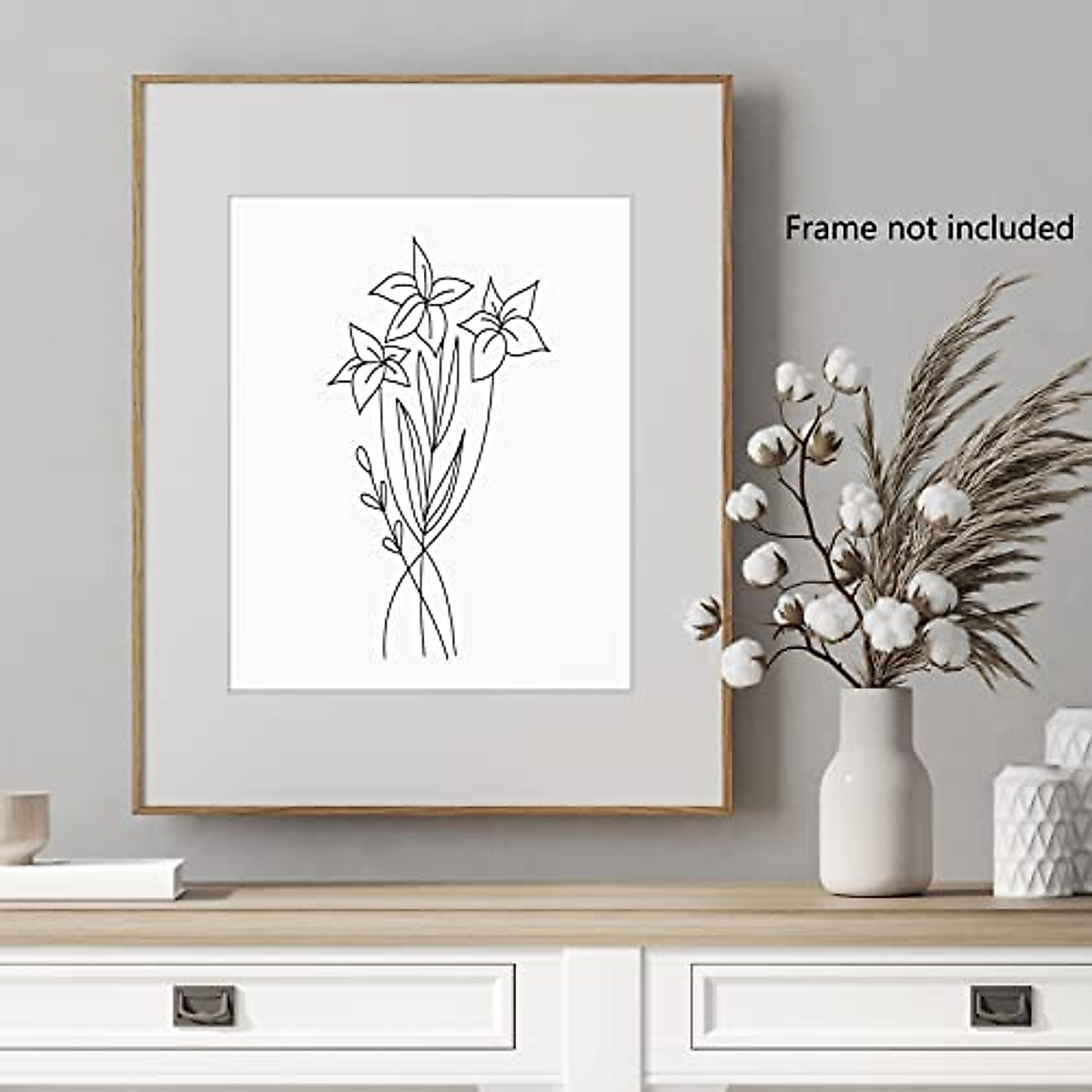 Black and White Wall Art Prints for Living Room, Bedroom, Kitchen, Office, Bathroom Wall Decor, Minimalist Wall Art, Botanical Prints, Plant Poster, Flower Pictures, Set of 3, 8" x 10", Unframed.