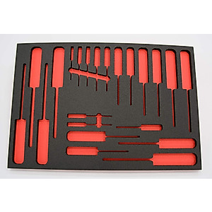 5S TOOL BOX SHADOW FOAM ORGANIZERS (2 COLOR) FITS CRAFTSMAN WATERLOO and HUSKY TOOL CHESTS (10.625" x 22.25", Black Top/Red Bottom)