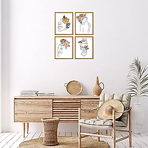 Woman Wall Art Fashion Wall Art Bathroom Artwork For Wall, Line Art Wall Decor Woman Silhouette Wall Art Line Drawing Wall Art Abstract Woman Wall Art, Feminine Wall Art - Set of 4 (8x10") UNFRAMED