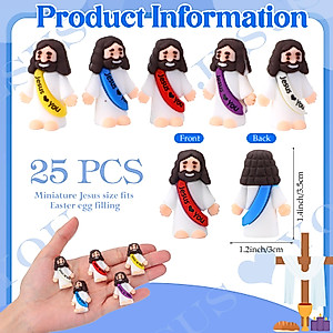 Bememo 25 Pcs Little Jesus Figures Original Design Easter Jesus Love You Mini Rubber Toys to Hide and Seek Religious Party Favors Sunday School Baptism Gifts Easter Egg Stuffers(Lively Colors)