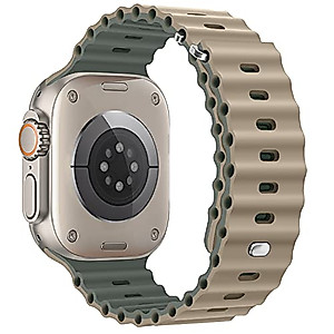 Anlinser Bands Compatible with Apple Watch Band 49mm 45mm 44mm 42mm, Adjustable Sport Loop Designed for Apple Watch Ultra 2/Ultra SE Series 9 8 7 6 5 4 3 (Khaki/Gray Green)