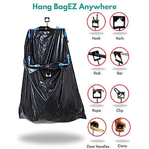 Hanging trash bag holder stand collapsible metal support rack for 20-33 gallon trash bags Portable waste bin for camping leaves laundry storage party picnic and outdoor trash can includes carry bag