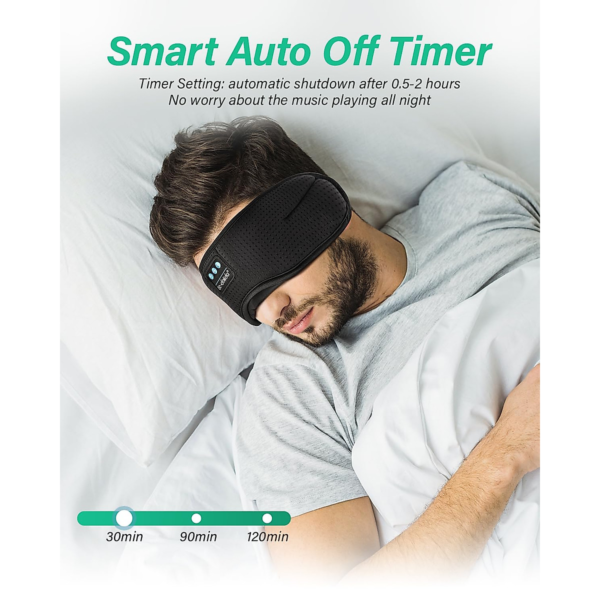 LC-dolida Sleep Headphones, White Noise Bluetooth Sleep Mask 3D Wireless Eye Mask Sleeping with Timing, Sleep Mask with Bluetooth Headphones for Side Sleepers Travel Yoga, Cool Gifts Men Women