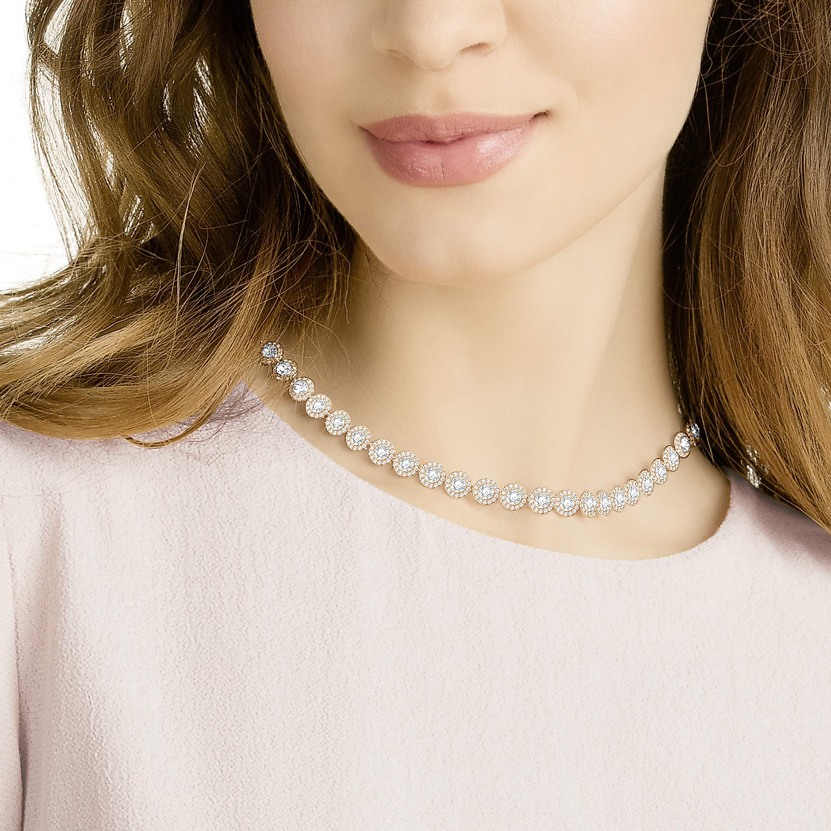 Swarovski Una Angelic All-Around Choker Necklace, Clear Swarovski Crystals and Matching Crystal Pavé with a Rose-Gold Tone Finish Setting