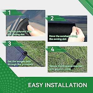 RVINGPRO RV Awning Shade Screen with Zipper 9' x 15'3'', 600D Oxford Top + Mesh Bottom, RV Sun Shade Screen for Awning, RV Shade Complete Kits for Trailer Camper