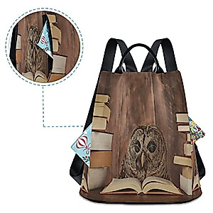 ALAZA Owl Reading Book Large Women's Fashion Casual Backpack Purse Shoulder Travel Bag
