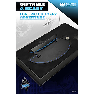 Dalstrong Ulu Knife - 7 inch - BATMAN™ Shadow Black Edition - High Carbon 7Cr17MoV Steel - Black Titanium Kitchen Chef Knife - Rocking, Mincing, Slicing Meat & Herb Knife - G10 Handle - Sheath Cover