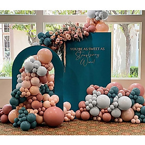 Dusty Pink Blue Balloon Garland Double Stuffed Rose Peach White Balloons Retro Pink Balloon Latex Dusty Blue Balloon Arch Kit For Gender Reveal Baby Shower Birthday Party Decorations