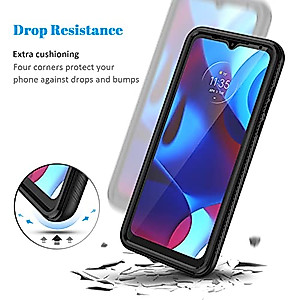 Seacosmo Moto G Pure Case - Full Body Shockproof, Slim & Lightweight with Built-in Screen Protector, Black & Clear