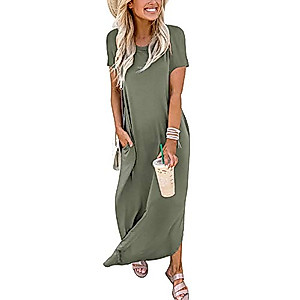 ANRABESS Women's Summer Maxi Dress Casual Loose T-Shirt Dress s Long Dress Short Sleeve Split A222-ganlanlv-M