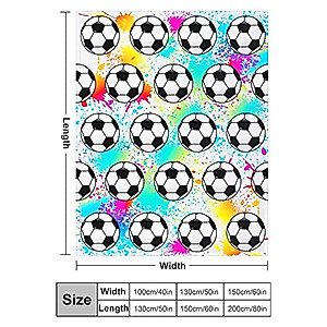 Super Soft Soccer Blanket Throw Soccer Ball Blankets Lightweight Flannel Warm Cozy Football Blanket Gifts for Sport Fans Kids Adults 50"X40"