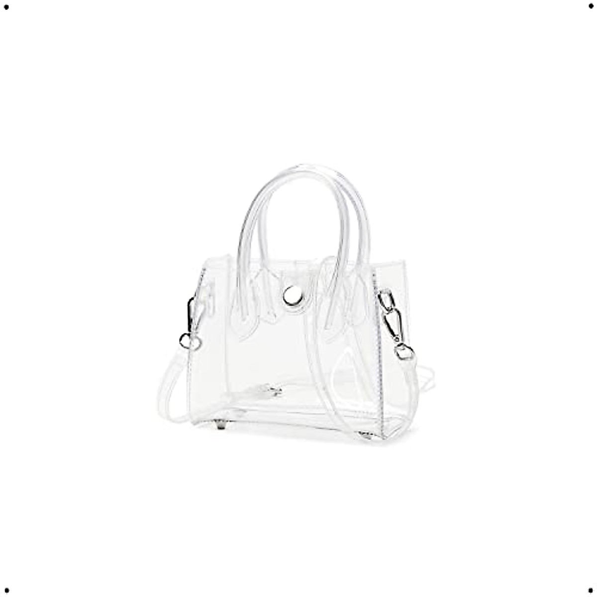 LAM GALLERY Mini Clear Purse,PVC Plastic Mini Clear Bag,Trendy Small Top Handle Clutch Handbag Crossbody Bag