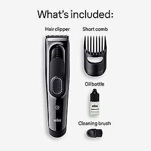 Braun Hair Clippers Series 5 5310, Hair Clippers for Men, Hair Clip from Home with 9 Length Settings, Incl. Memory SafetyLock Recall Setting, Ultra-Sharp Blades, 2 Combs,
