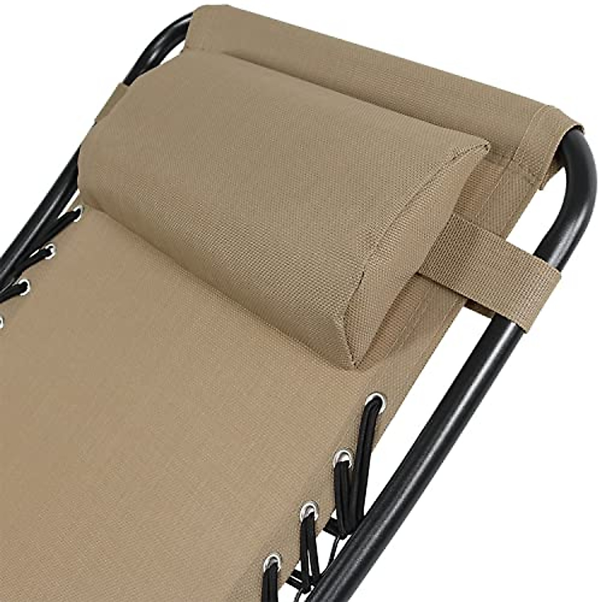 Sunnydaze Outdoor Zero Gravity Chair 2 Pack with Patio Table Cupholders and Pillows Included Khaki