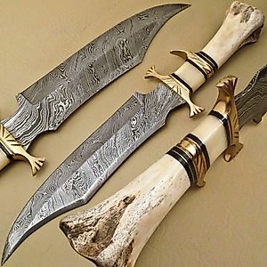 Damascus knife Gift Forged DAMASCUS Steel Hunting Knife With Camle BONE Handle