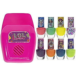 Townley Girl L.O.L Surprise Non-Toxic Peel-Off Water-Based Safe Quick Dry Nail Polish Gift Kit Set for Kids Set With Nail Dryer, AA Batteries Not Included, Ages 3+