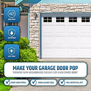 Strong & Glossy Magnetic Garage Door Windows - Fits 1 Car Garage - Looks Like Real Window Panels/Faux Panes - Decorative Hardware Kit - Easy to Align & Will Never Fall (Upgraded Magnets) | 16pcs 4"X6