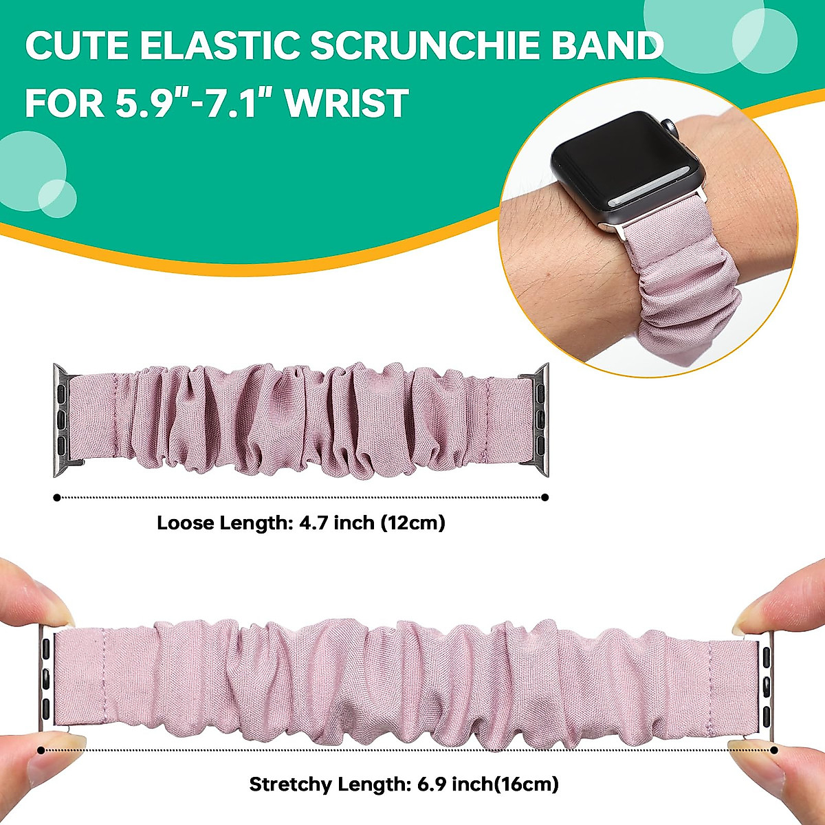 [3 Pack] Scrunchie Band Compatible with Kids Apple Watch Band 38mm 40mm 41mm & 42mm 44mm 45mm,Cute Printed Elastic Solo Loop Bands for iWatch Series 9/8/7/6/5/4/3/SE/SE2/Ultra 2/Ultra,Boys & Girls