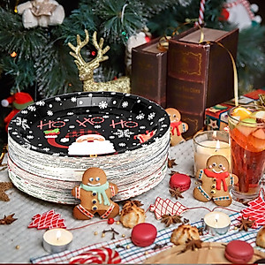 Sunnyray 100 Pack Christmas Paper Plates Christmas Party Plates 9 Inch, Plaid Disposable Dinner favors for Xmas Holiday Party Supplies