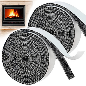 Self Adhesive Wood Stove Gasket Tape - Total 9ft x 0.78in x 1/8in High Temp Resistant Fiberglass Fireplace Door Gasket for Indoor Wood Burning Pellet Stove Smokers, 2pcs
