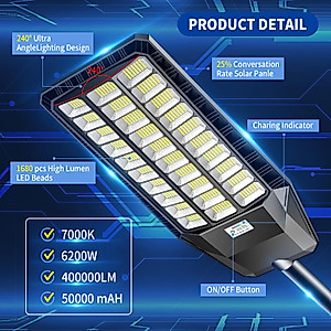 CEDIO Solar Street Lights Outdoor - Solar Parking Lot Lights and 16FT Street Light Pole, Solar Street Light with Pole